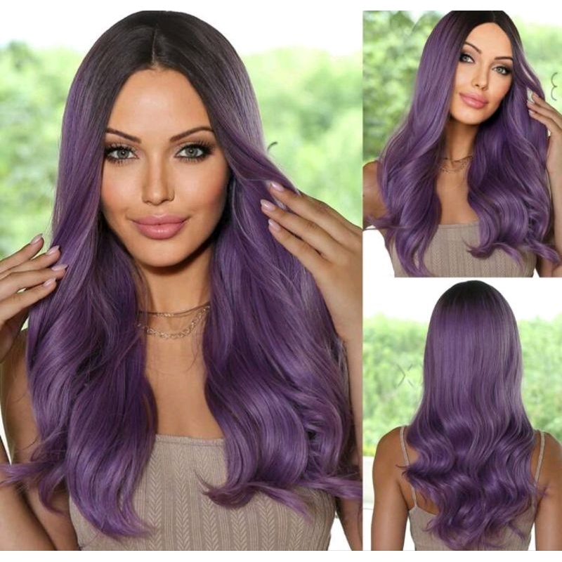Peruca longa roxa Cosplay-Fantasia | Shopee Brasil