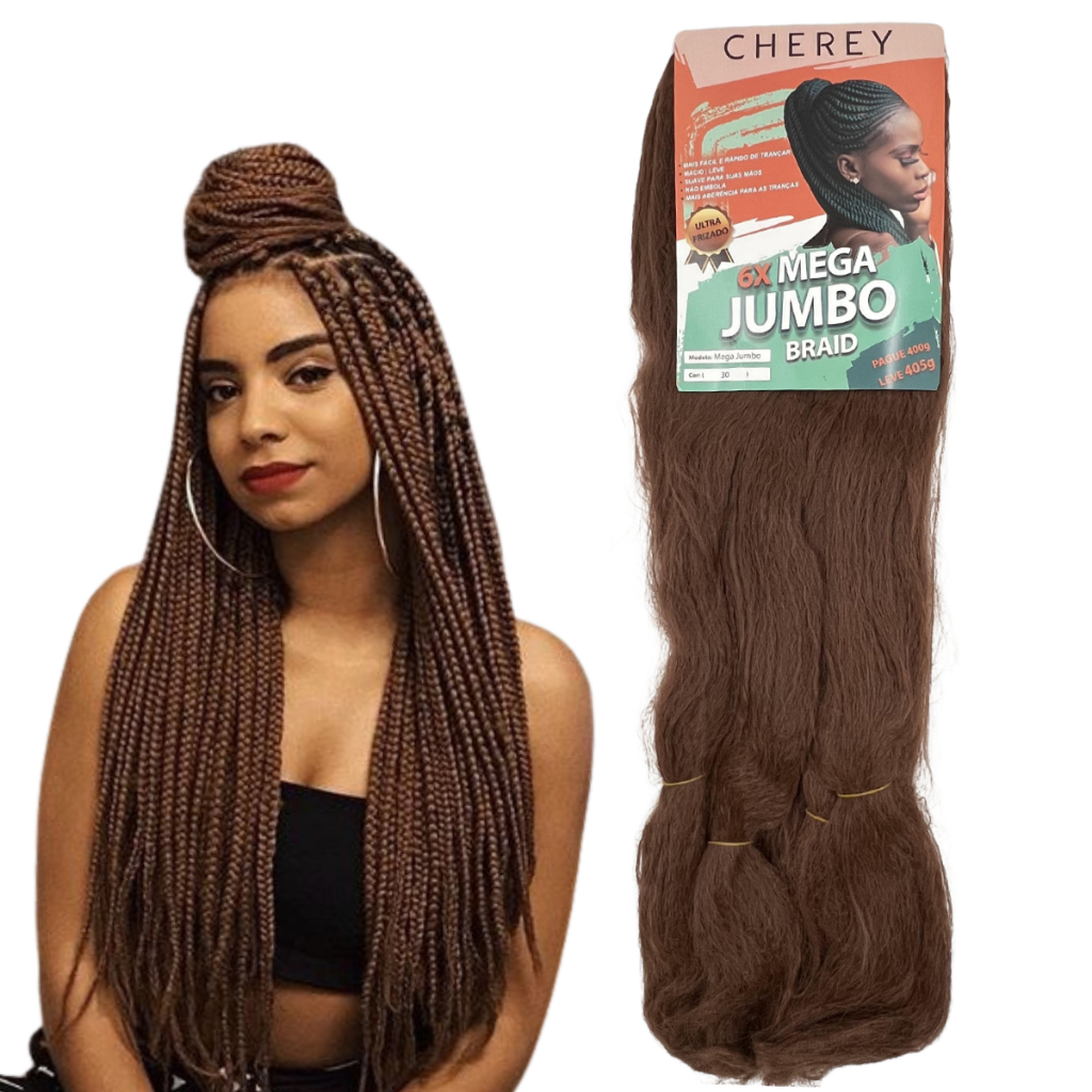 Cabelo Jumbo Jumbão Cherey Tranças Box Braids 405 Gramas | Shopee Brasil