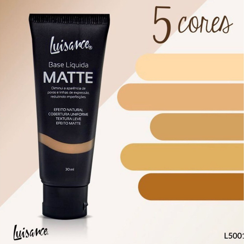 Luisance Base líquida Efeito Matte Cobertura Uniforme e Textura Leve 30 ...