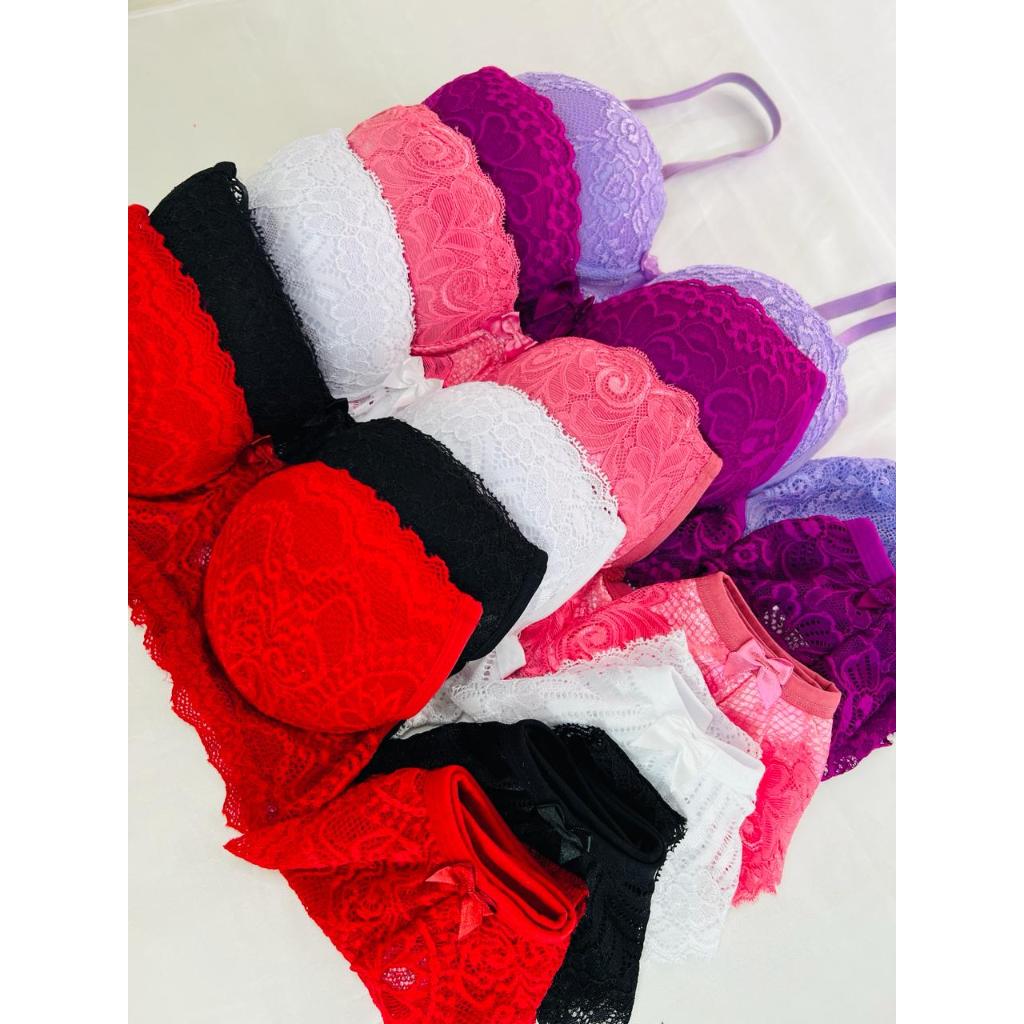 Kit 3 Conjuntos Lingerie Calcinha De Renda + Sutiã Com Bojo Bolha ...