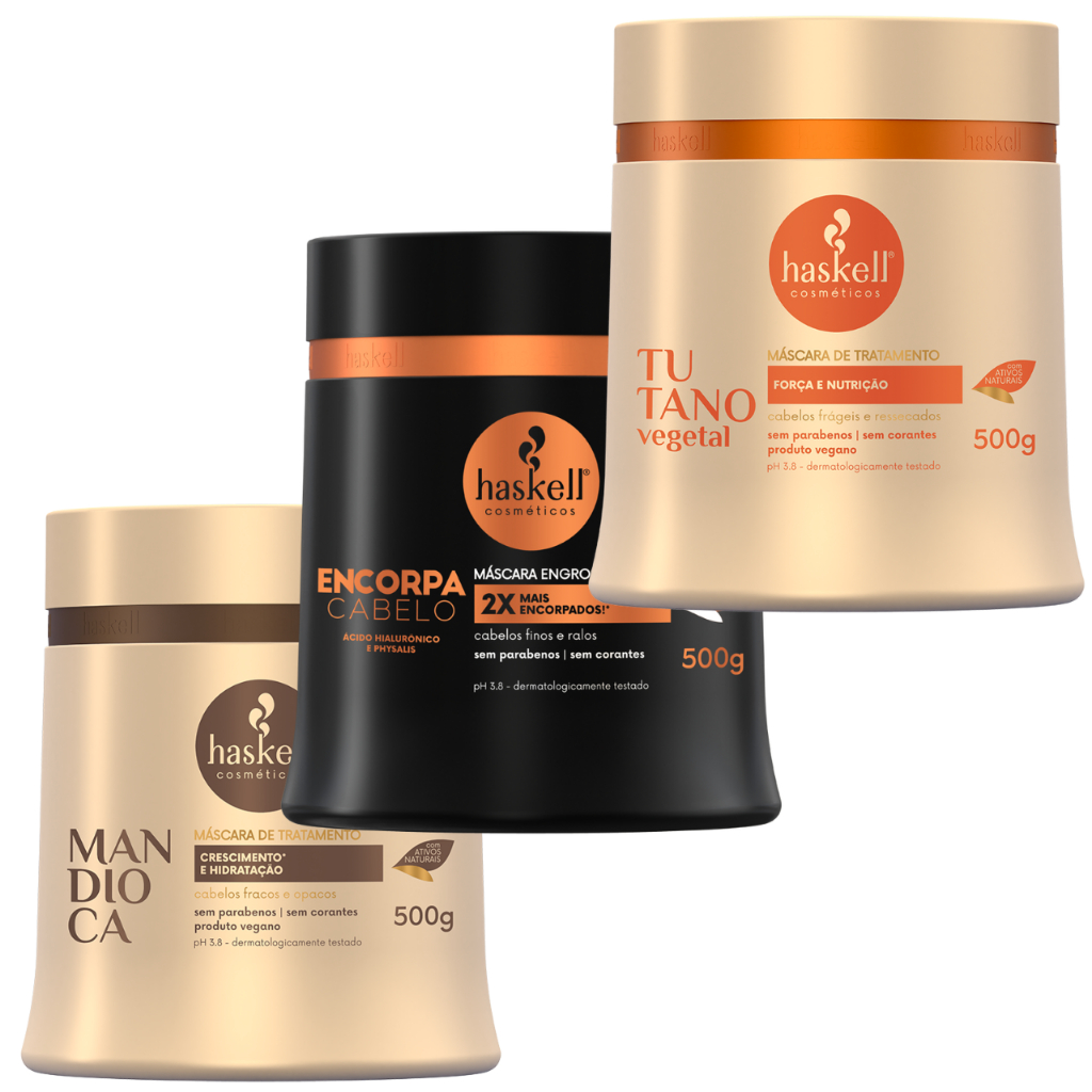 Kit Haskell Cronograma Capilar Mandioca Tutano Encorpa 500g | Shopee Brasil
