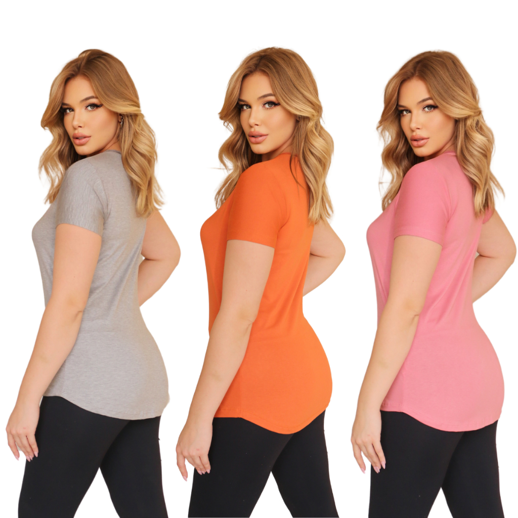 Blusas Long Line kit 4 peças Com Leves defeitos Cores Variadas | Shopee ...