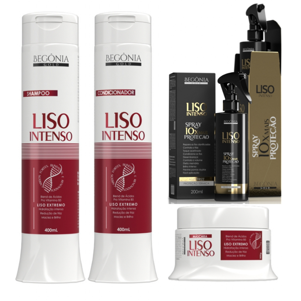 Kit Liso Intenso, Spray Liso Intenso 200ml Begônia Gold | Shopee Brasil