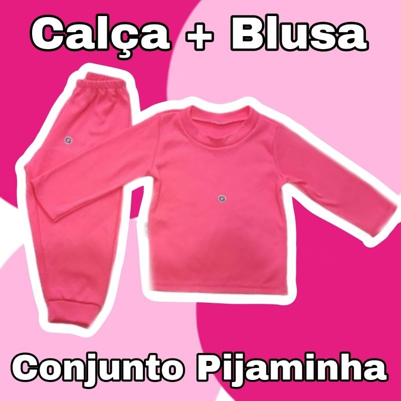 Conjunto Pijama de Bebê Pijaminha de Bebê Calça e Blusa Bebê Rosa Neon ...