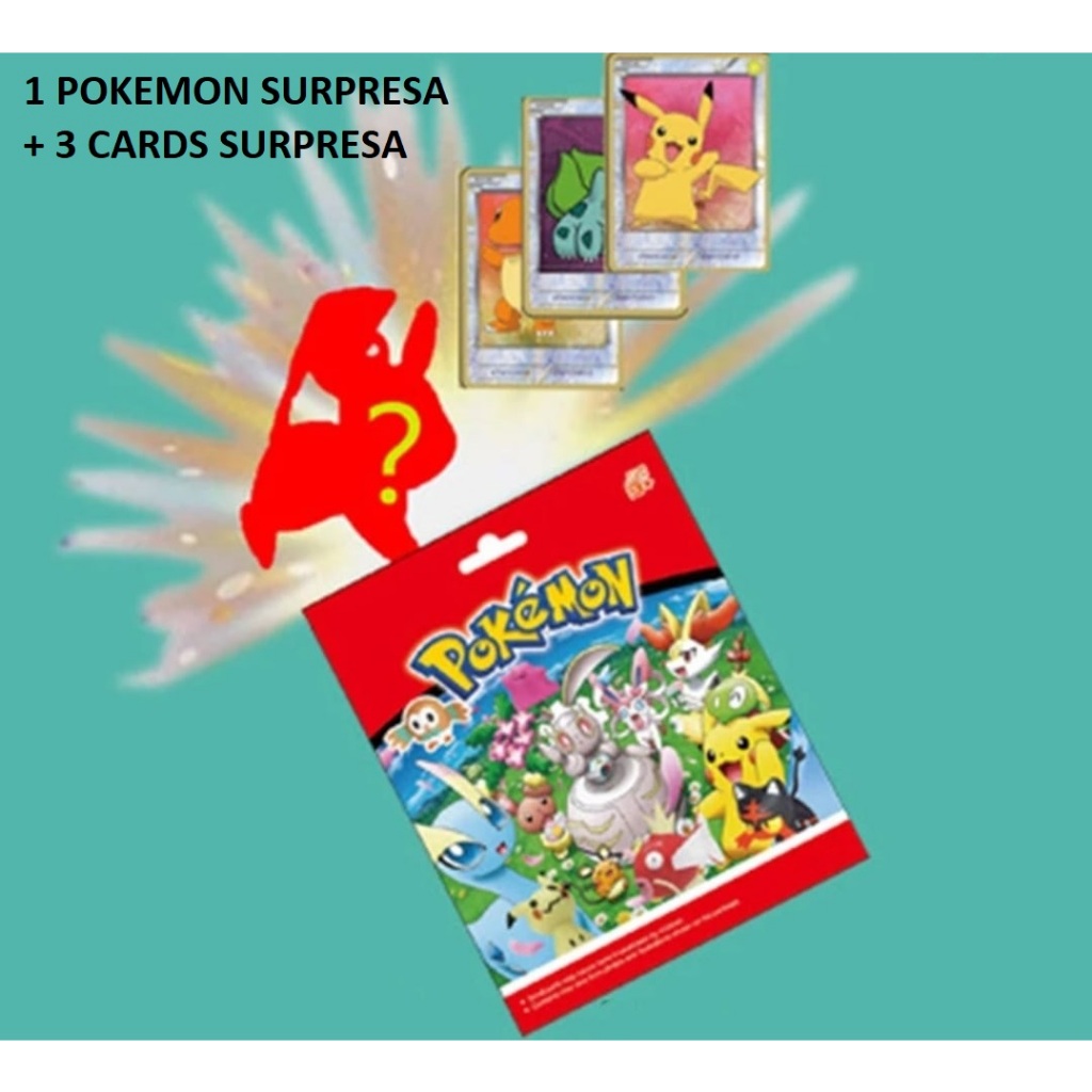 1 Pokemon Surpresa + 3 Cards Surpresa | Shopee Brasil