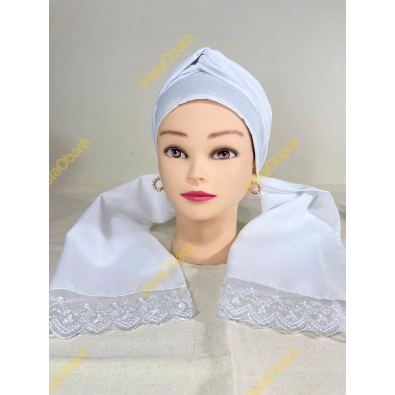 Pano de Cabeça com Tule Bordado | Shopee Brasil