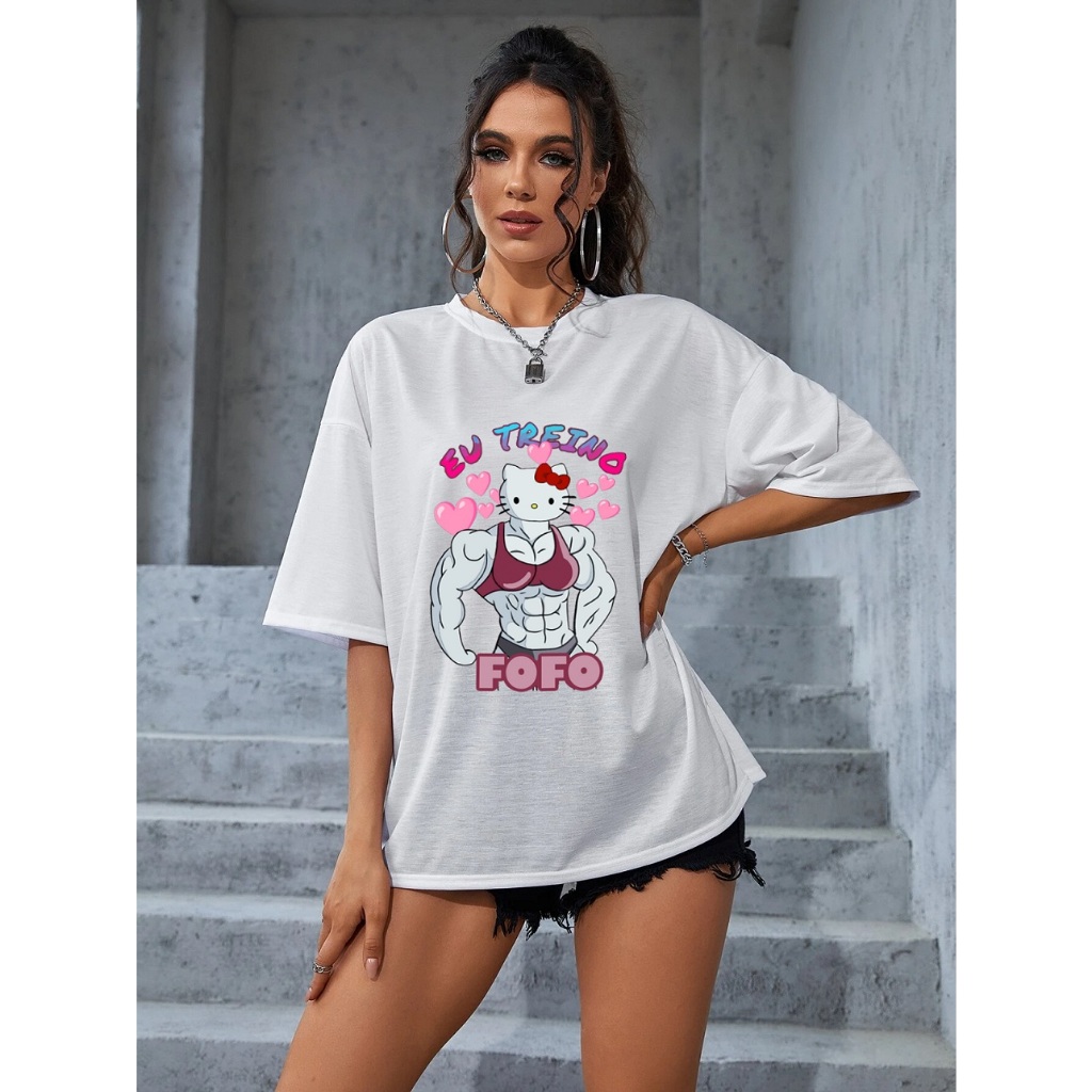 Camiseta Eu Treino Fofo Unissex Hello Kitty Maromba Musculosa | Shopee ...