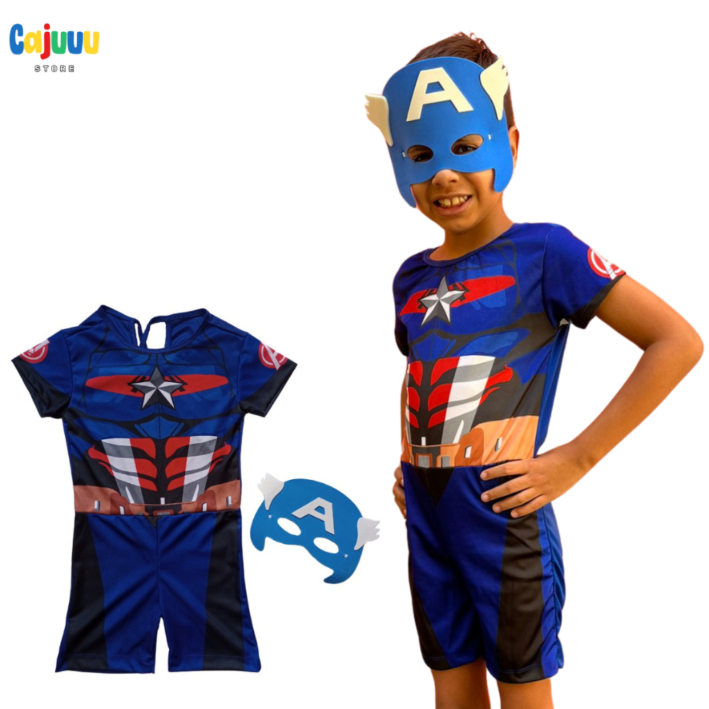 Roupa Infantil Fantasia Aniversário Capitão América | Shopee Brasil