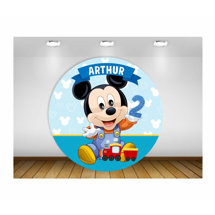 Painel de Festa Mickey Baby Painel Redondo Mickey Baby Painel de Lona ...