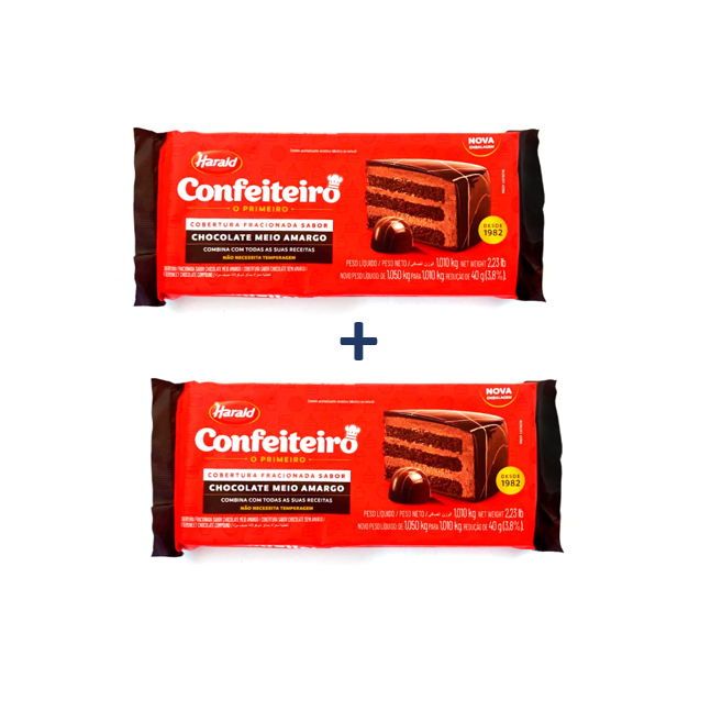 Chocolate Harald Confeiteiro Barra 1,01Kg meio amargo | Shopee Brasil