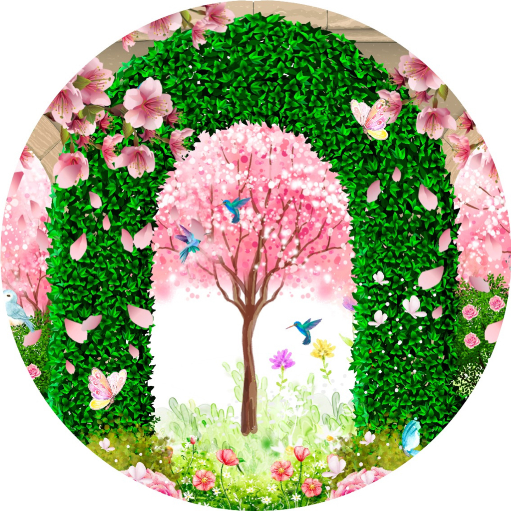 Painel Redondo Tema Jardim Encantado Malha Premium Sublimado Veste ...
