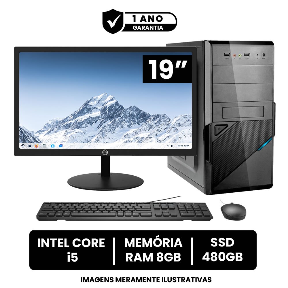 Computador Completo Intel Core I5 8gb de Ram Ssd 480gb Monitor Led 19 ...