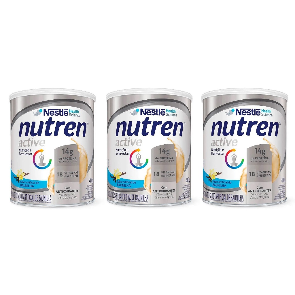 Kit c/3 Nutren Active Baunilha 400g Suplemento Alimentar Nestlé ...