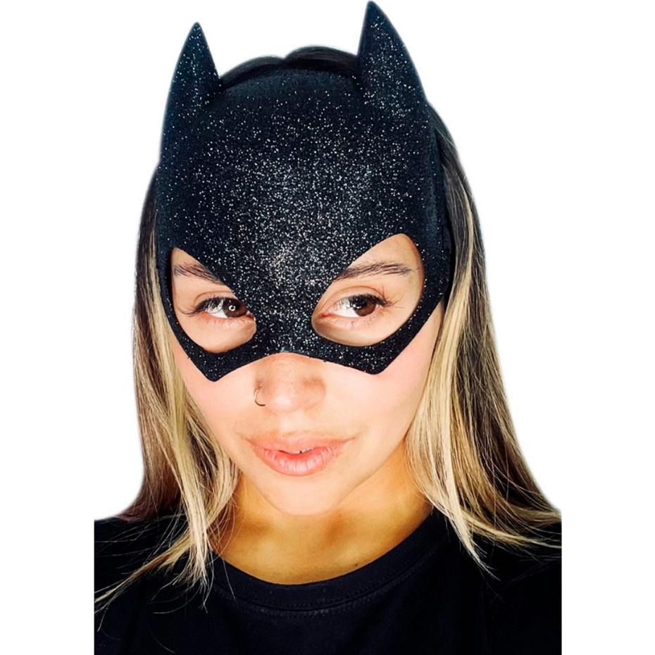 Máscara Batgirl Batman Preto Glitter Gato Festa Fantasia Infantil ...
