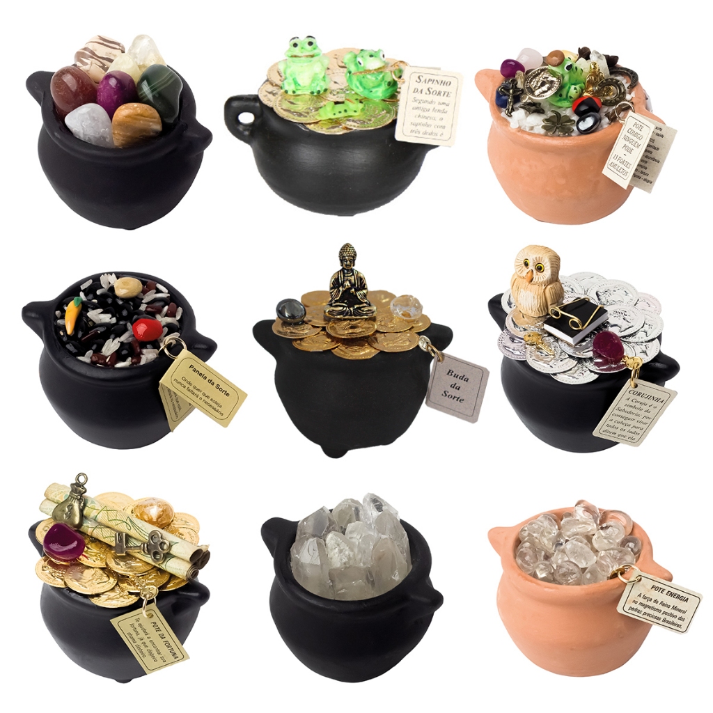 Pote Caldeirão Artesanal Talismã - Amuletos Pedras Figuras | Shopee Brasil