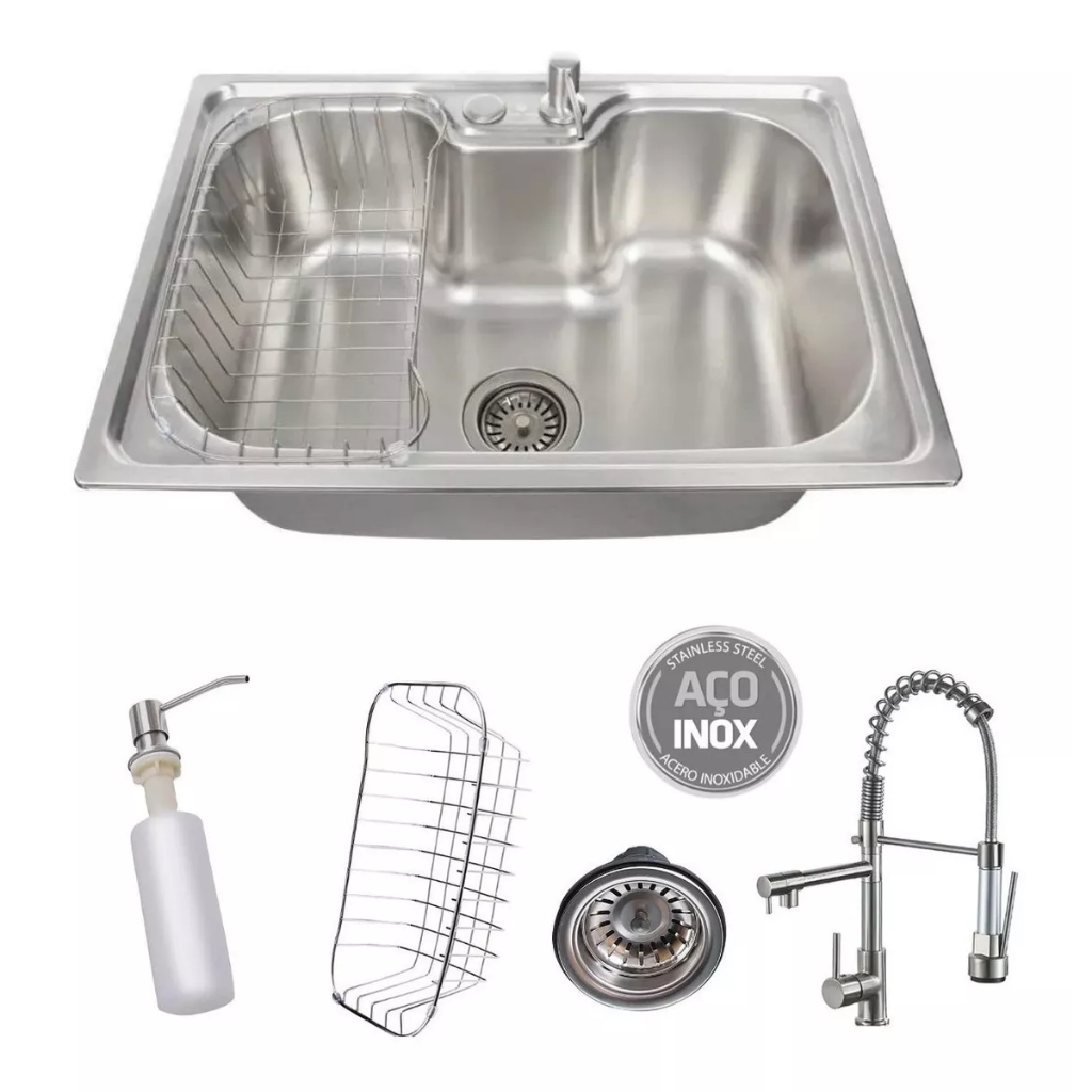 Cuba Pia Cozinha Gourmet Aço Inox 304 50x40 Com Acessórios e Torneira ...