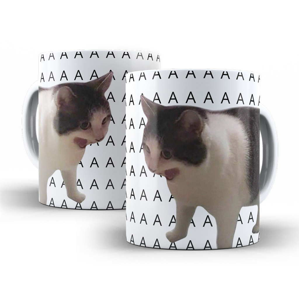 Caneca de Porcelana - Gato Meme Gatinho Surtando "Aaaaaaa" | Shopee Brasil