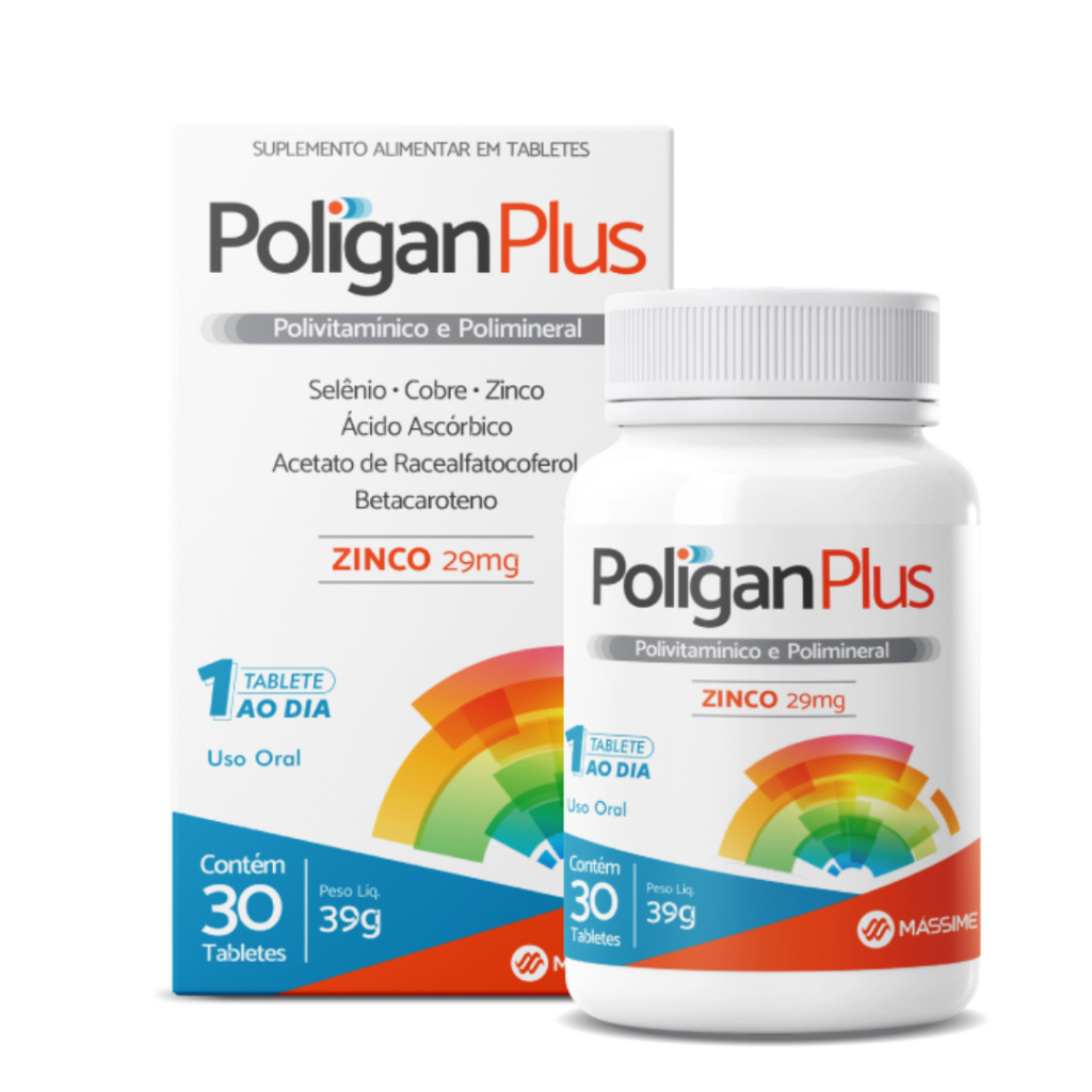 Poligan Zinco Plus 30 Tabs - Massime | Shopee Brasil