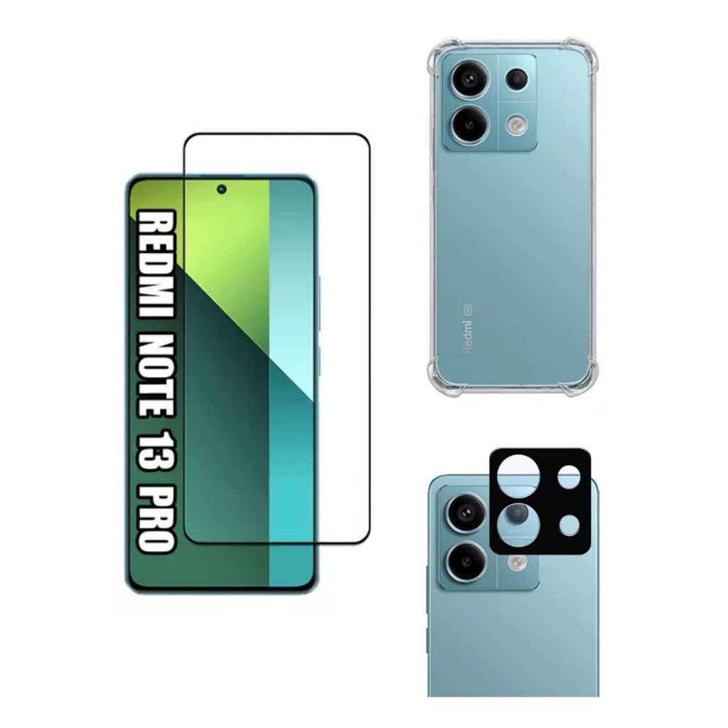 KIt Pelicula Vidro 3D Xiaomi Note 13 Pro + Capa Capinha Anti Shock + Pelicula Camera 3D ...