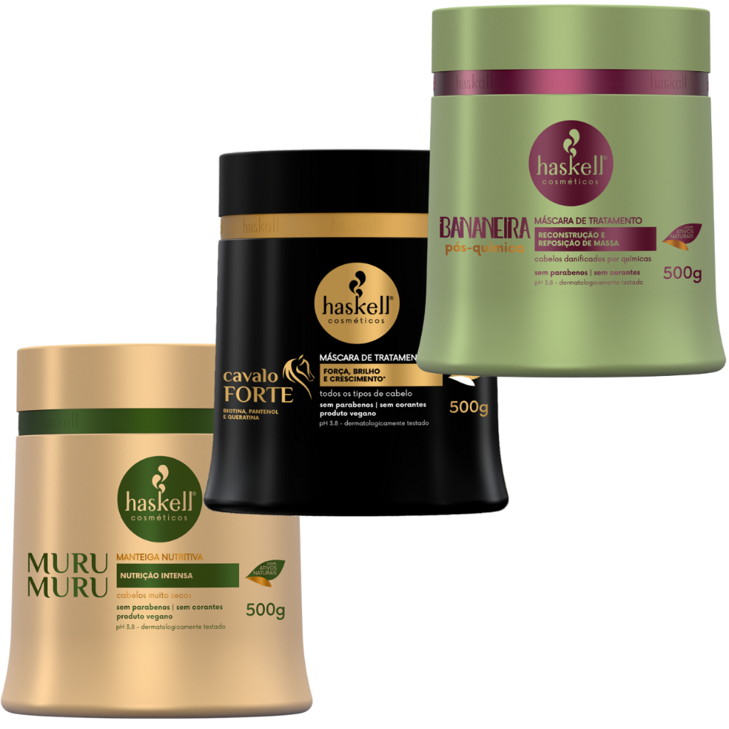 Kit Haskell Cronograma Capilar Bananeira Murumuru Cavalo 500g | Shopee Brasil