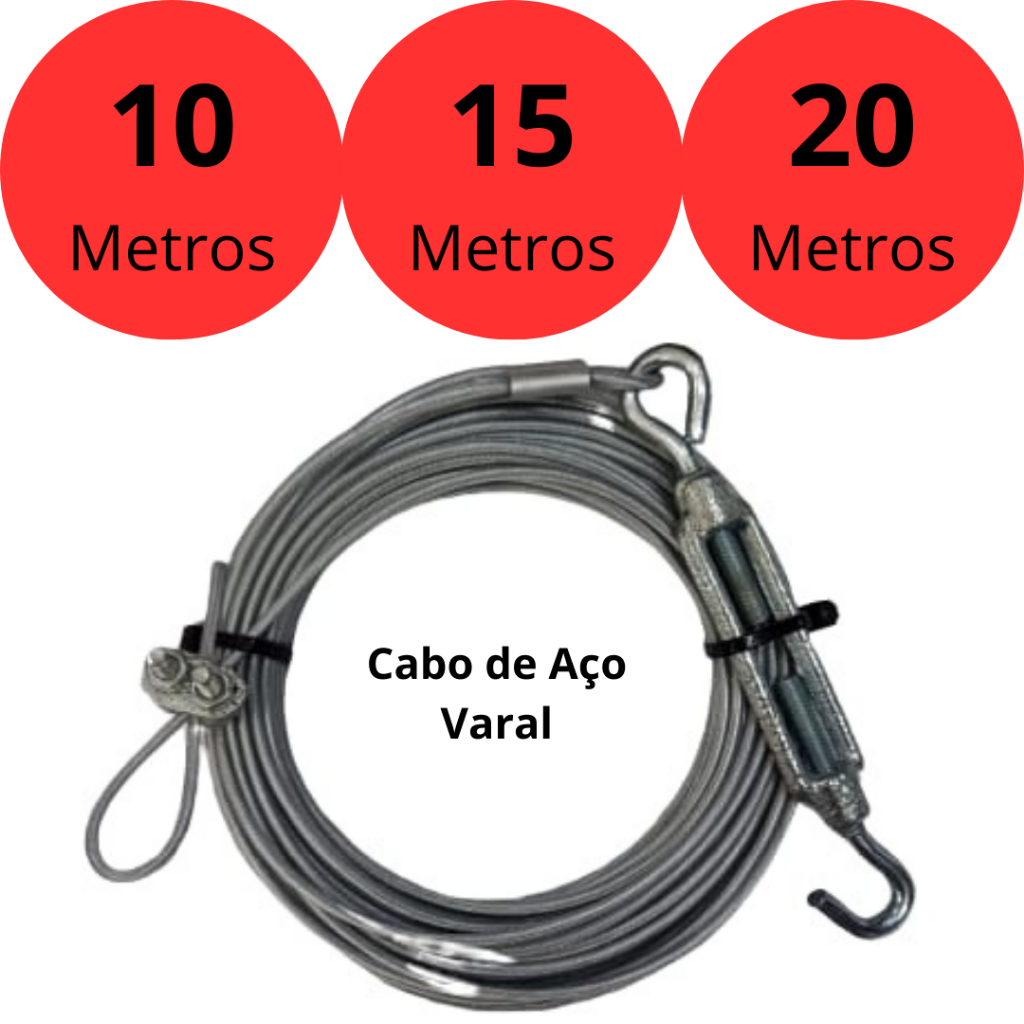 CABO DE AÇO REVESTIDO 1,5MM VARAL COM ESTICADOR SUPORTA ATÉ 150KG ...