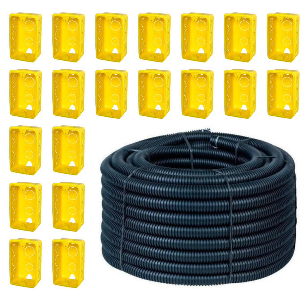 Conduíte Eletroduto Corrugado 50 Metros PVC Cinza Reforçado 3/4 + 20 ...