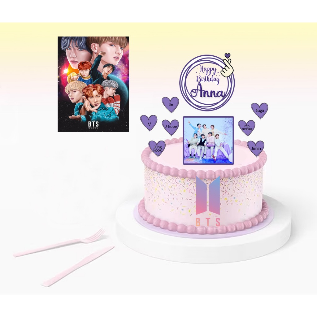 TOPO DE BOLO TEMA BTS + POSTER | Shopee Brasil