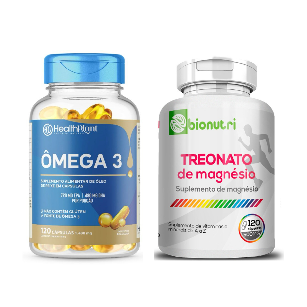 Kit Omega 3 + L-Treonato de Magnesio 120 Caps - Bionutri (Omega 3 HealthPlant) | Shopee Brasil