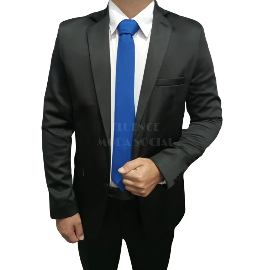 Terno Social Masculino Slim Acetinado De Luxo Microelastano - Preto ...