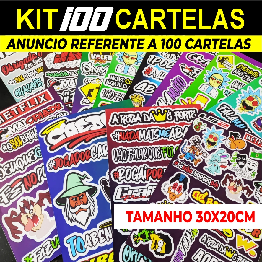 100 Cartelas Adesivos Carro Moto Caminhão Bike CMB | Shopee Brasil