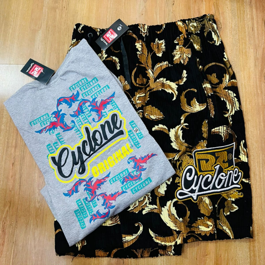 Kit Cyclone Top Bermuda Veludo Preta Planta e Camiseta Cinza Mandrake ...