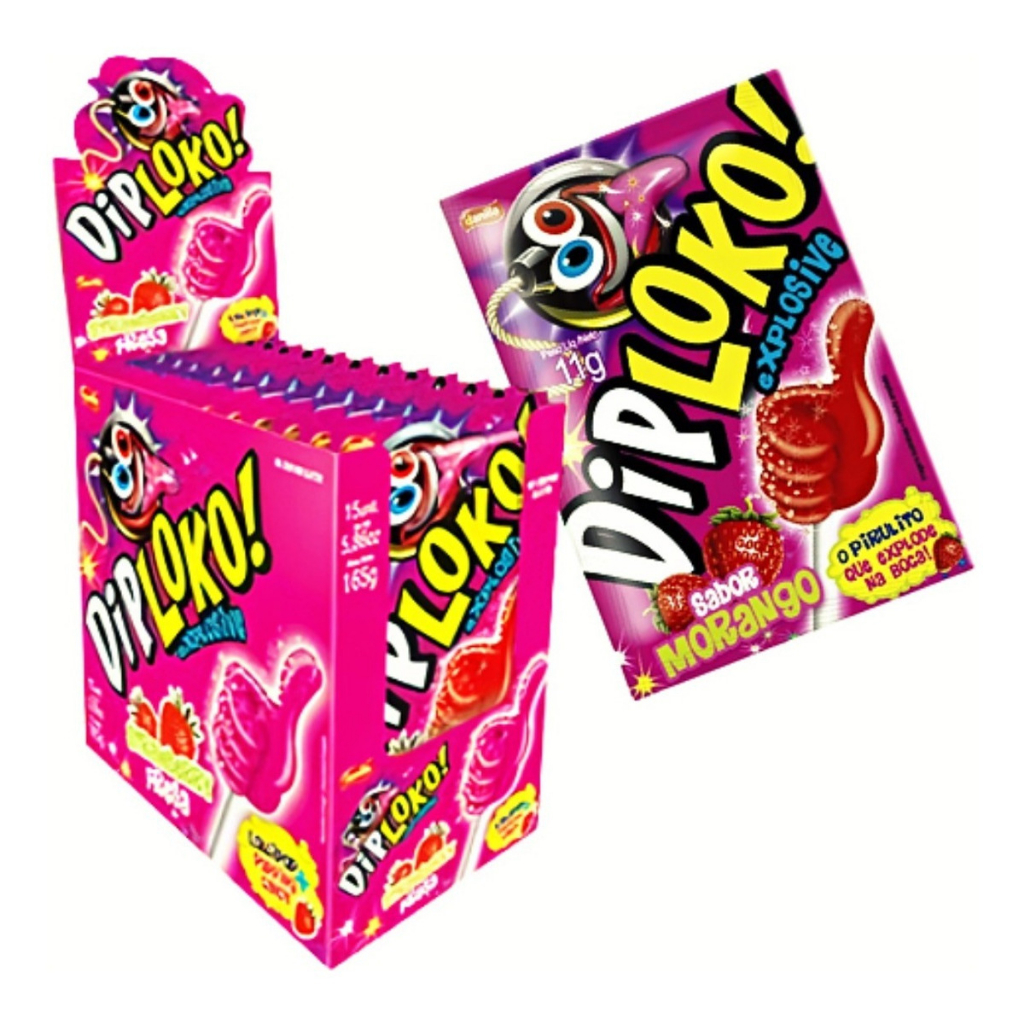 Pirulito Diploko Boom Explosivos Sabor Morango c/15un 165gr- Danilla ...