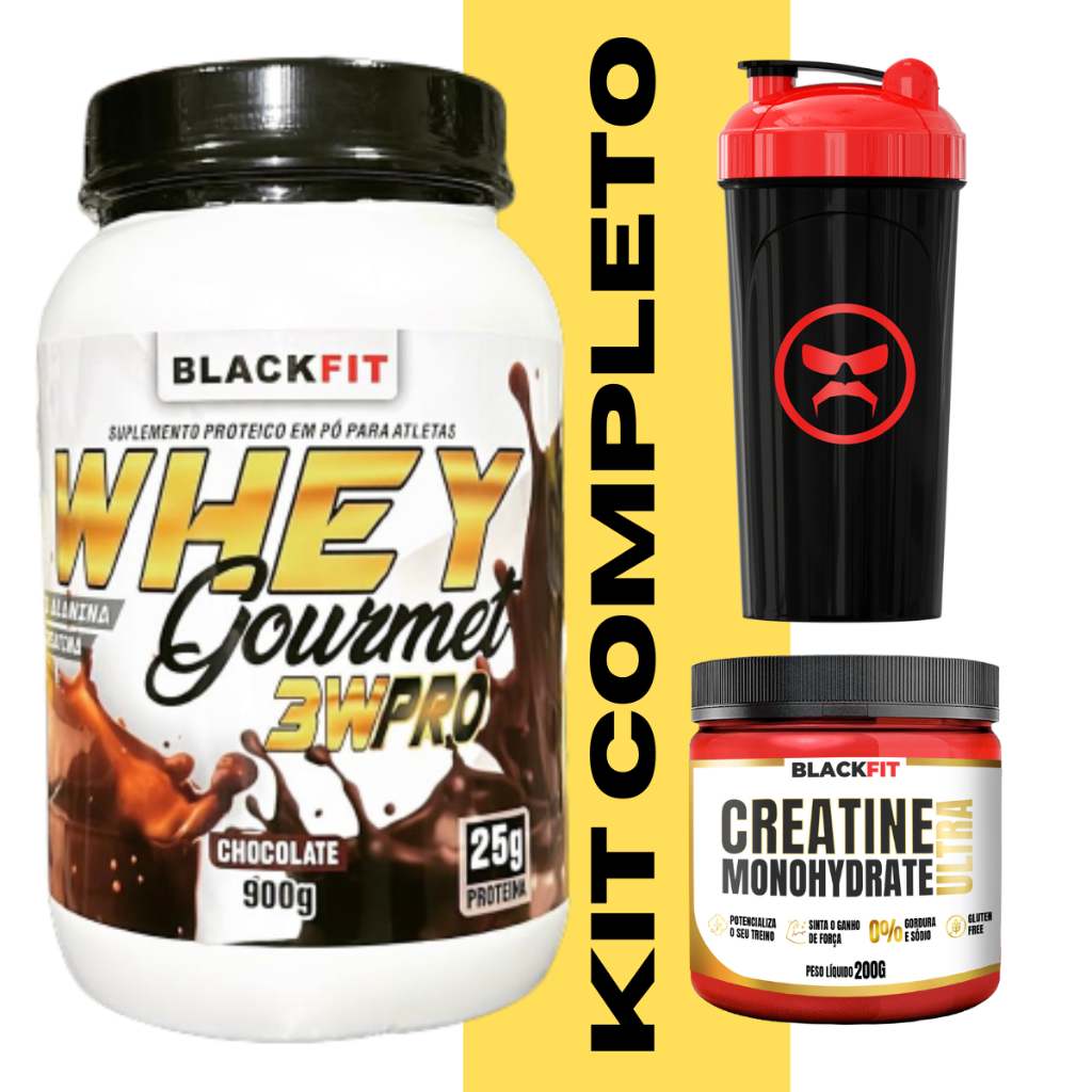 KIT Whey + creatina + Coqueteleira pro fit Growth Fit creatina Pre ...