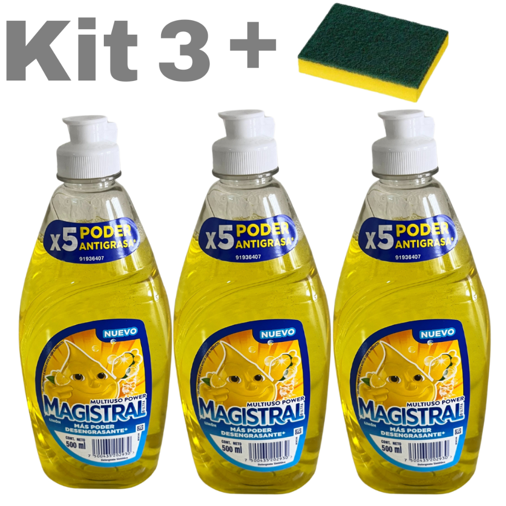 Kit Limpeza 3 Unidades Detergente Multiuso Power Magistral Limão ...