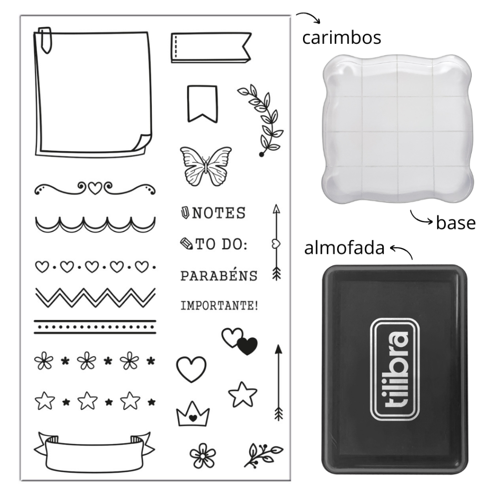 KIT CARIMBO TRANSPARENTE PLANNER TILIBRA | Shopee Brasil