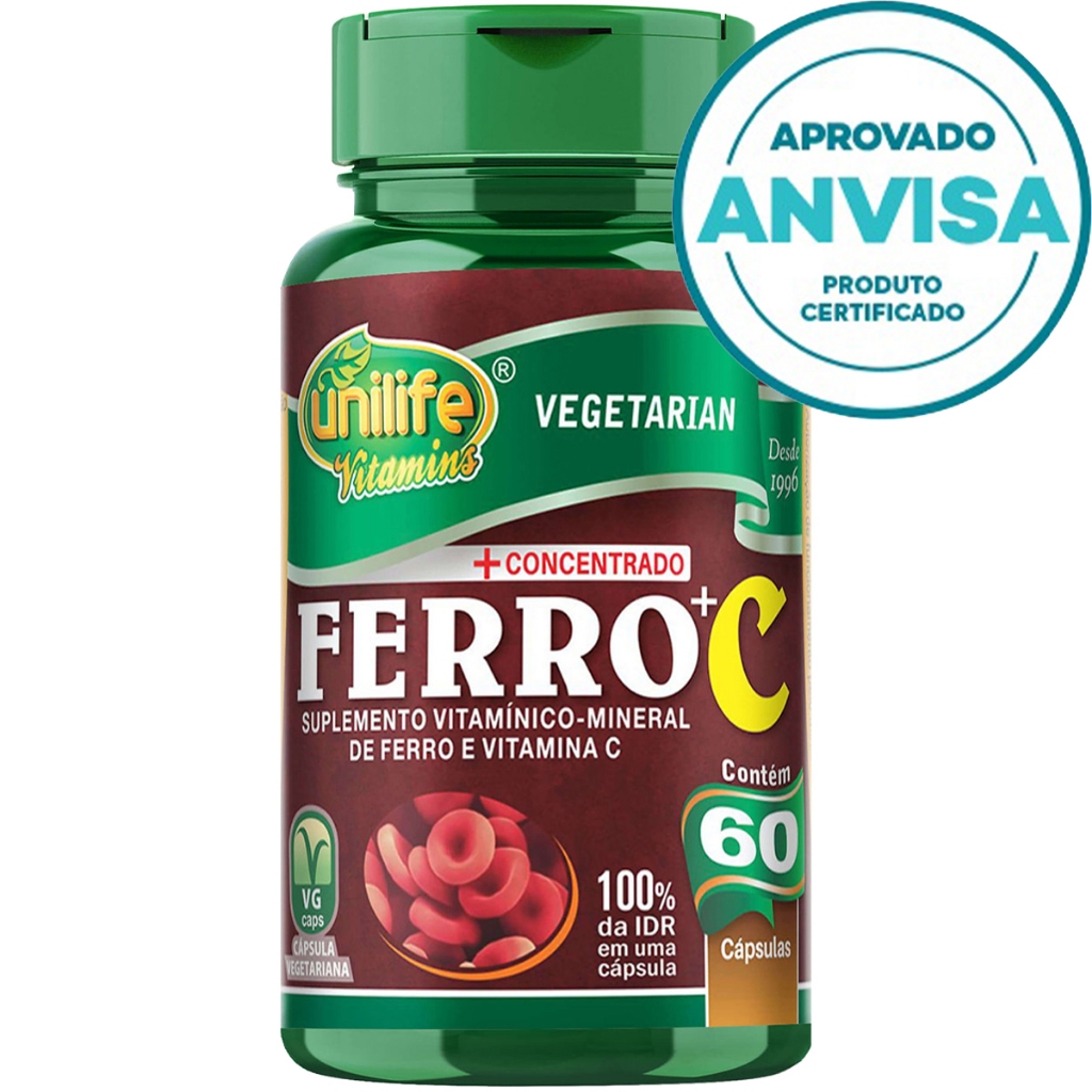 Ferro + Vitamina C - 60 Cápsulas 500mg - Unilife Vitamins | Shopee Brasil