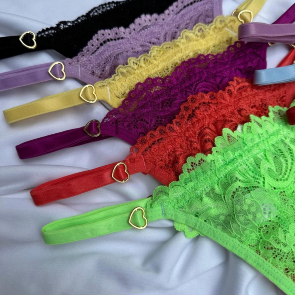 Kit 6 Calcinhas Femininas Tangas Sexy em Renda Fio Dental Coração ...