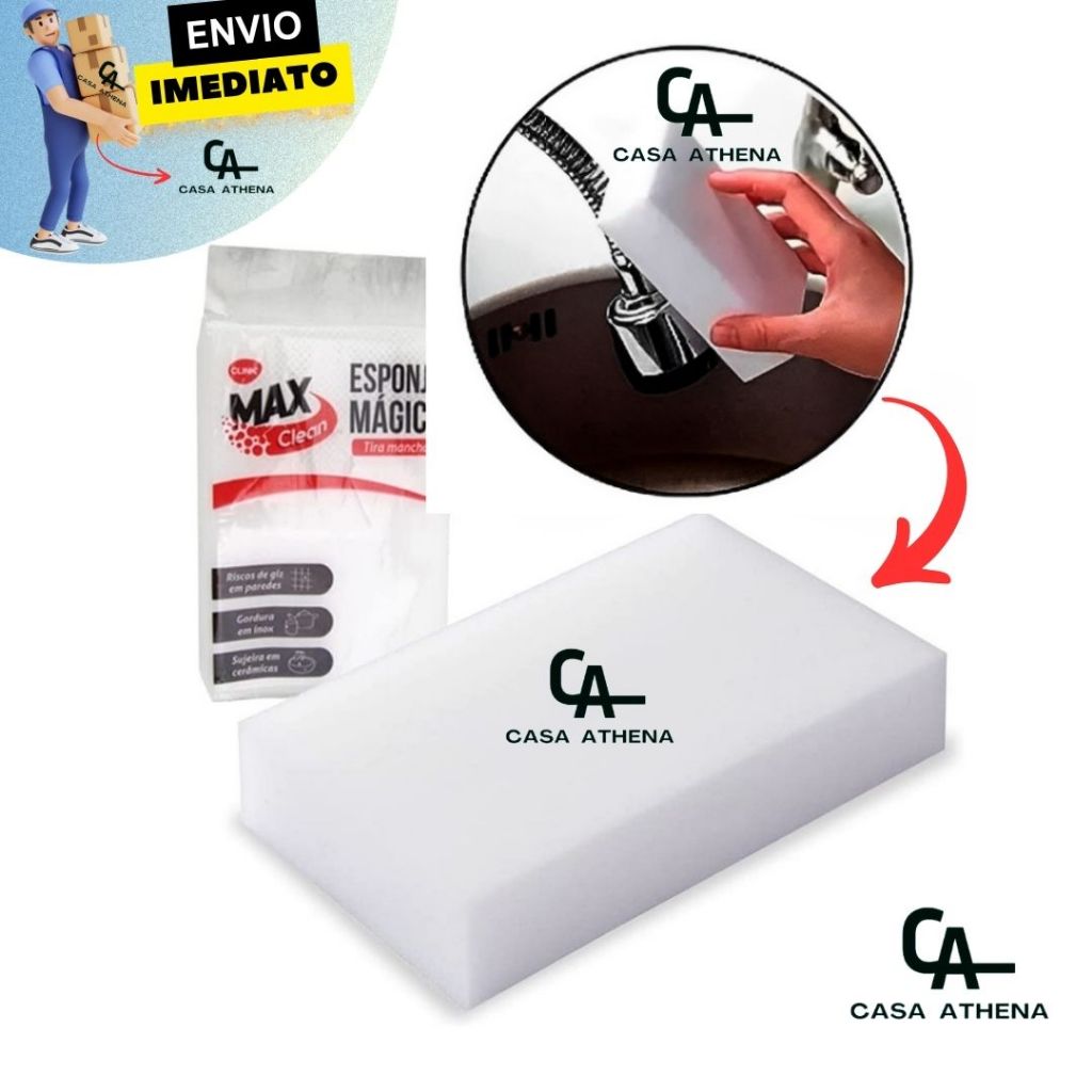 Esponja Mágica Branca Para Tirar Manchas Limpeza Geral Melamina Max ...