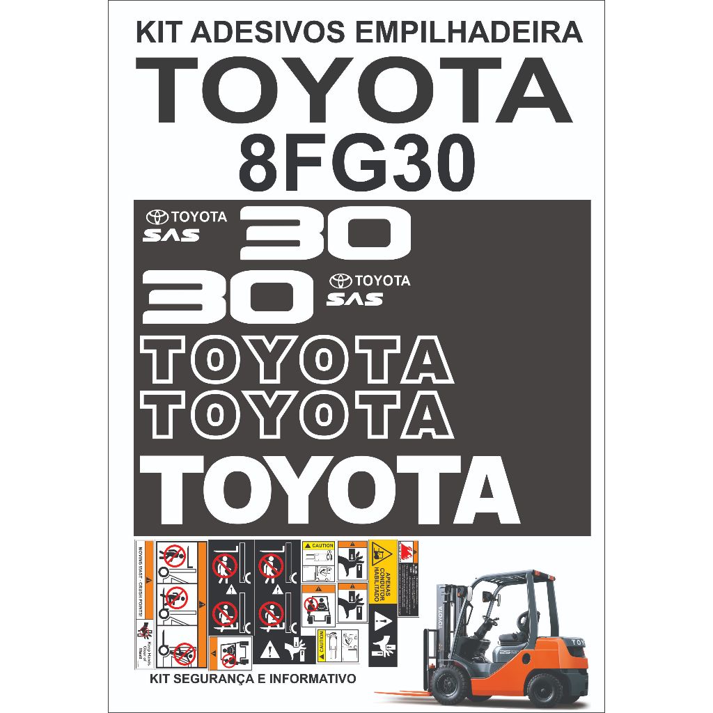 Adesivos Empilhadeira Toyota 8FG 30 | Shopee Brasil