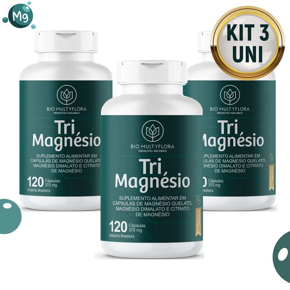 Kit 3 Tri Magnésio 120 Cápsulas 370mg Suplemento Alimentar Recuperação ...