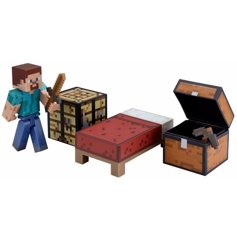 Kit Boneco Steve Minecraft Survival Pack Brinquedo | Shopee Brasil