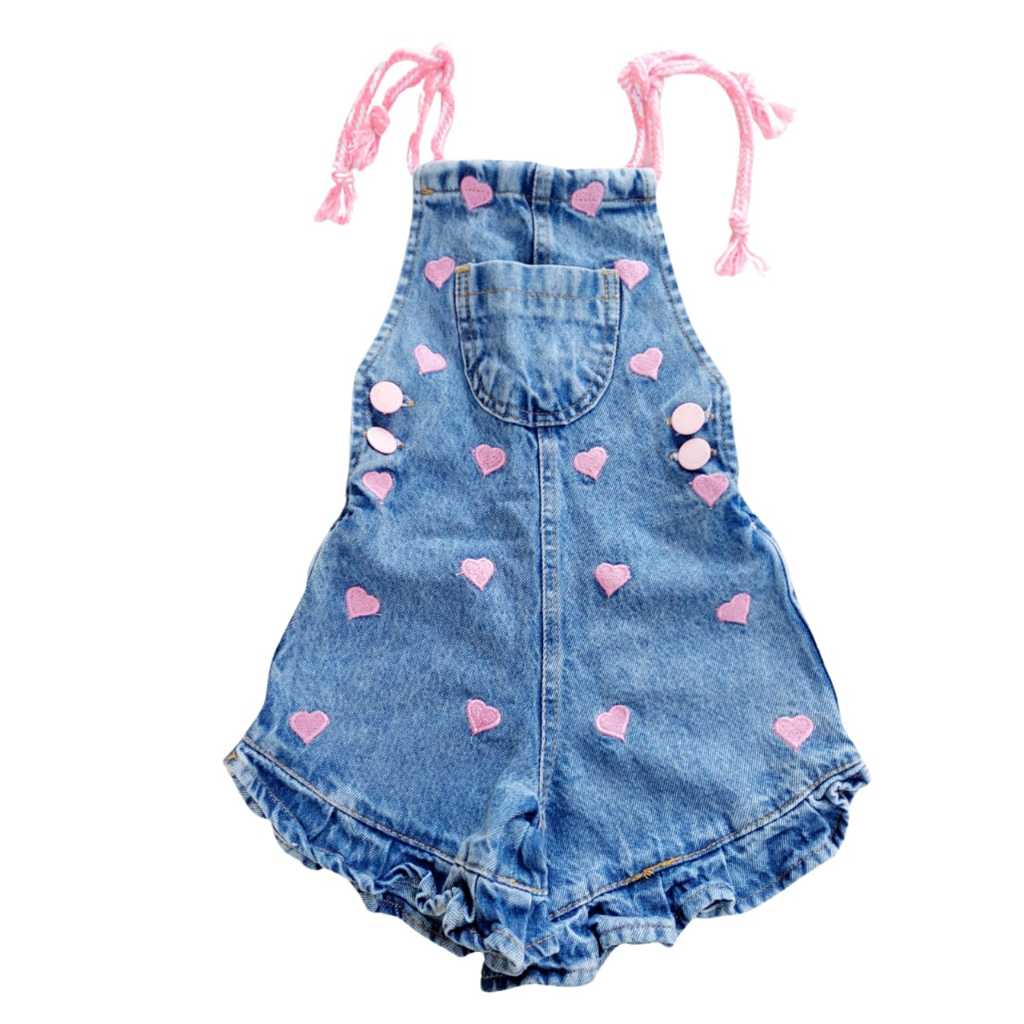 Macaquinho infantil jeans com cordão roupa de menina estilo tendencias ...