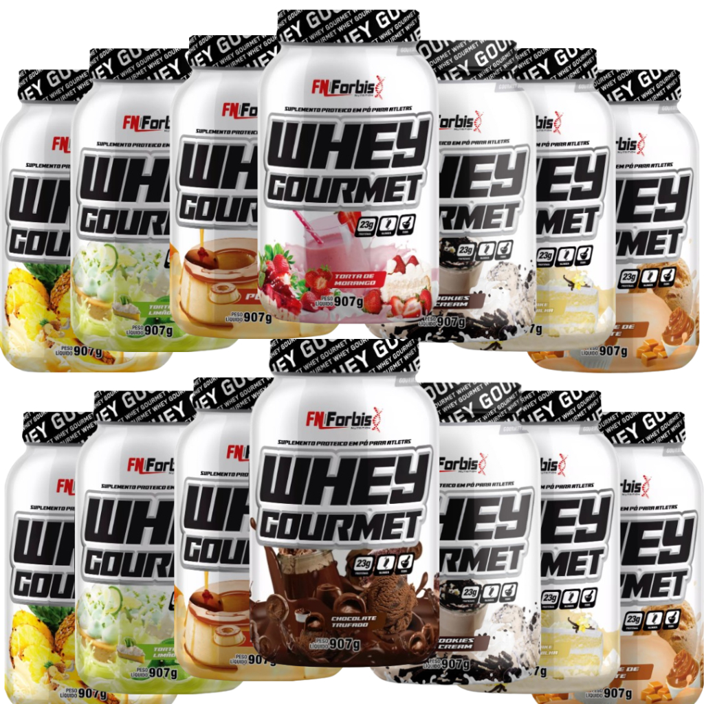 Kit 24 Whey Protein Gourmet 907g Fn Forbis Suplemento Proteina Whay Way ...