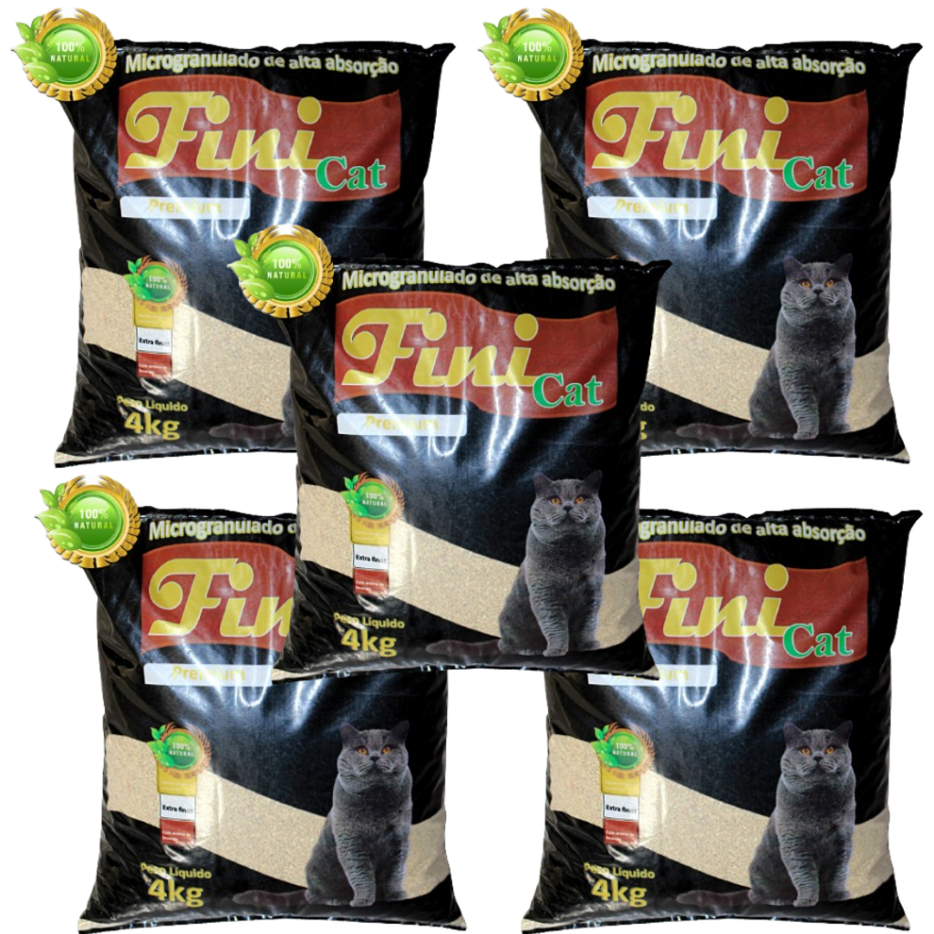 5 Areia Higienica Fini Cat Premium 4kg - Kit 5 unidades / 3 unidades / 1 unidade | Shopee Brasil