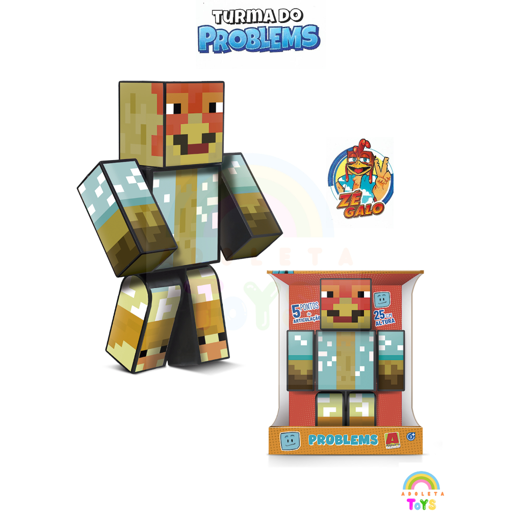 Boneco Zé Galo Turma do Problems 25 cm Minecraft Original | Shopee Brasil