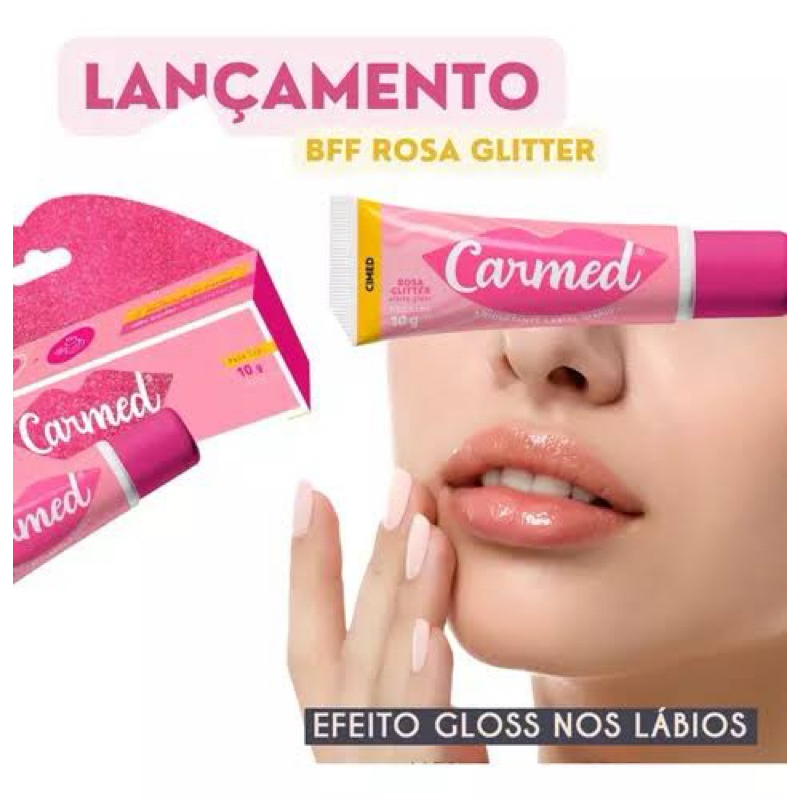 Hidratante Labial Carmed BFF Rosa Glitter Efeito Gloss 10g | Shopee Brasil