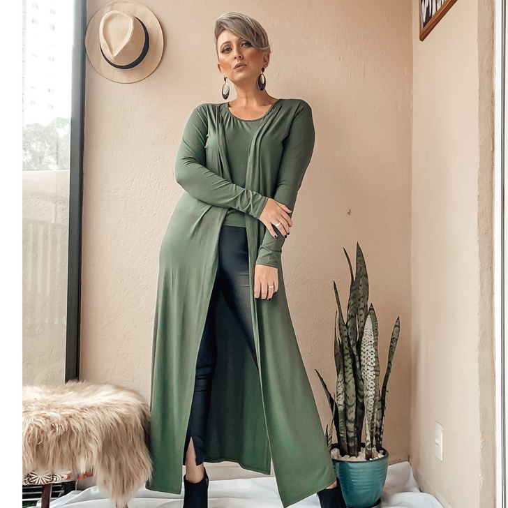 Cardigan Longo Feminino Manga Longa Inverno Tendencia Kimono | Shopee ...