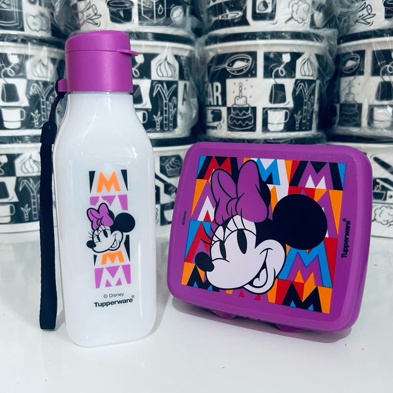 Eco Tupper Garrafa Tupperware Minnie e Mickey Quadrada 500ml Plus com ...