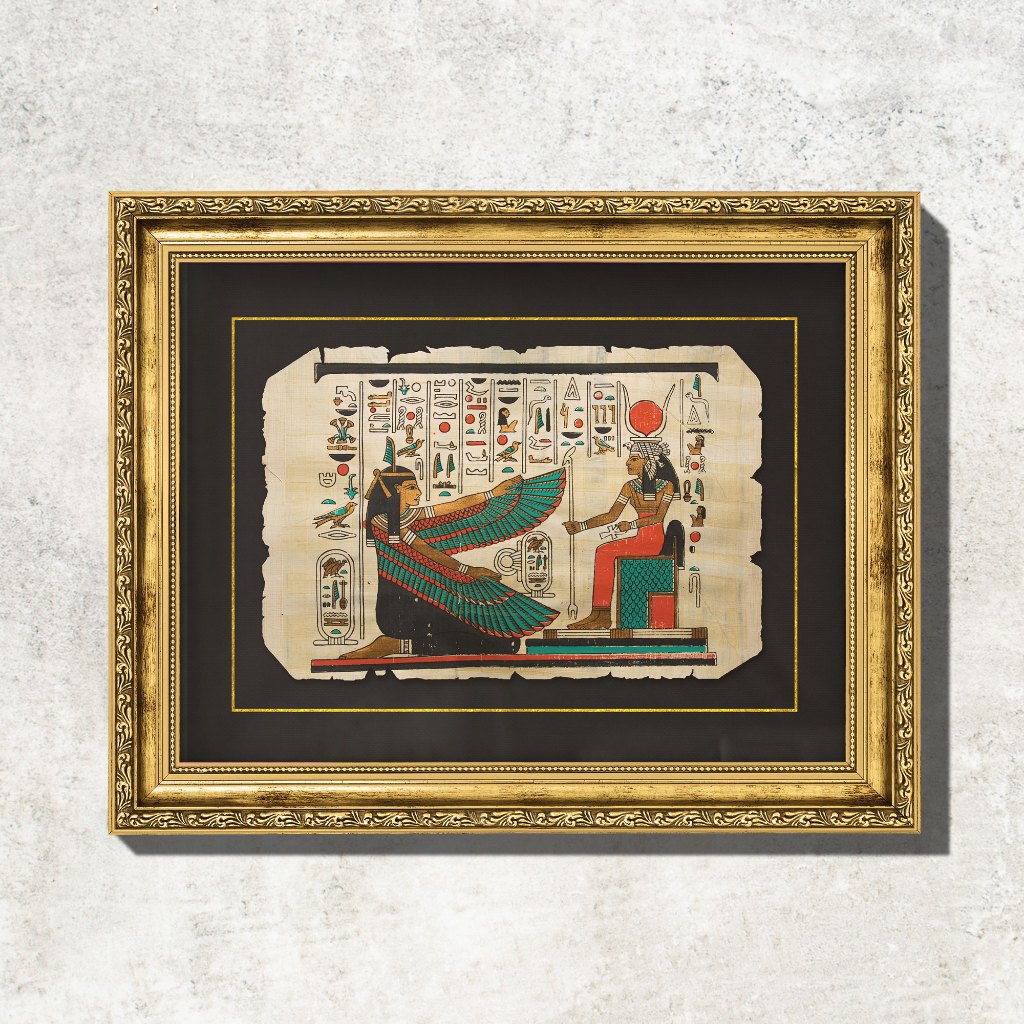 Quadro - Papiros do Egito - 46x36cm - Moldura Dourada Trabalhada em Madeira com ou sem Vidro ...