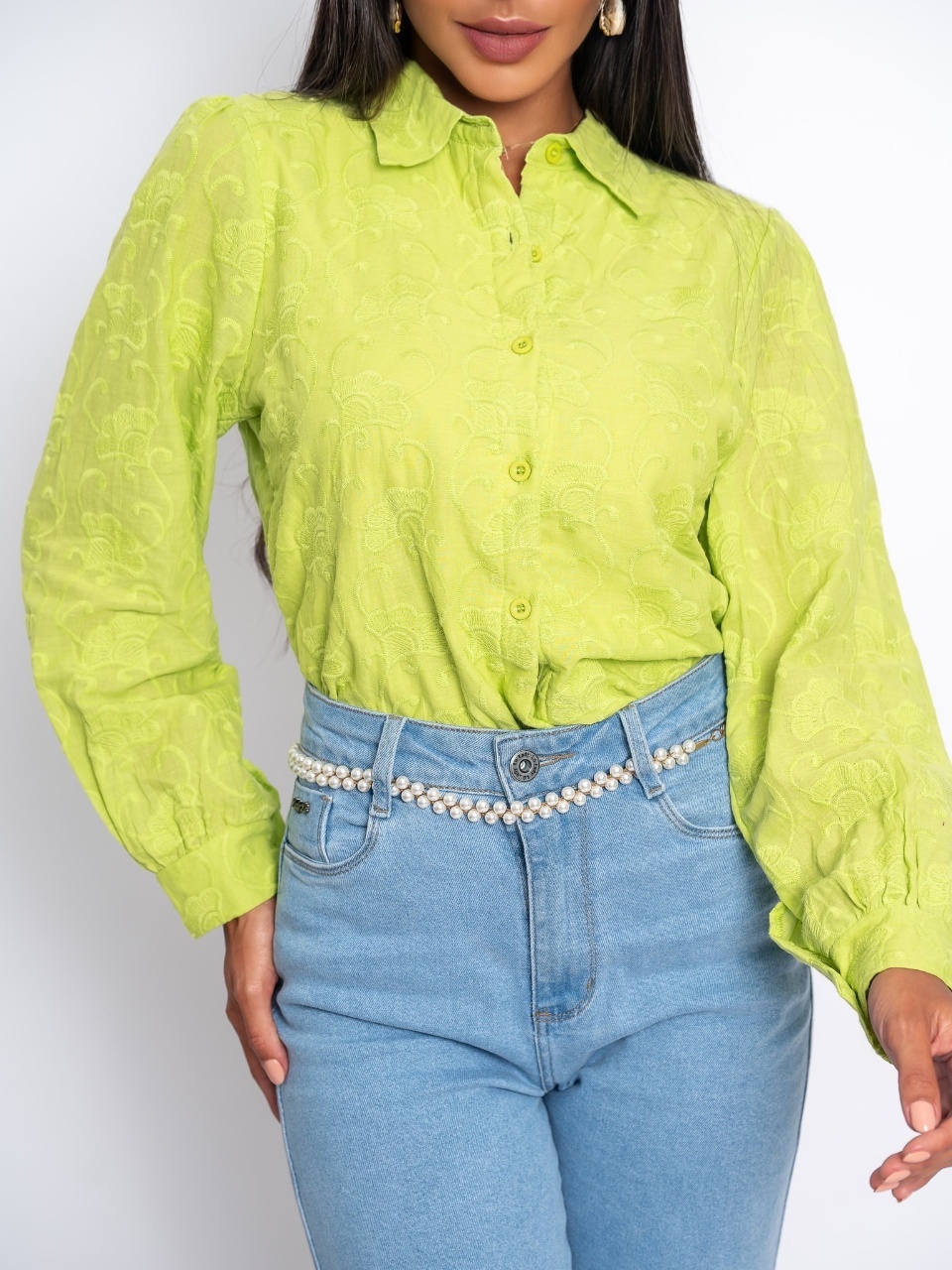 Camisa Manga Longa Bordada Q13 | Shopee Brasil